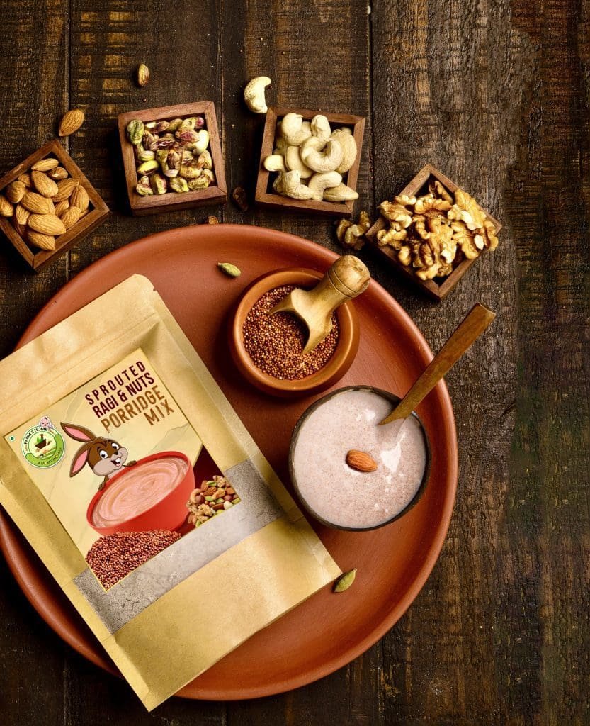 SPROUTED RAGI WITH NUTS PORRIDGE MIX (7 Months+) (250g) - Farm 2 Home